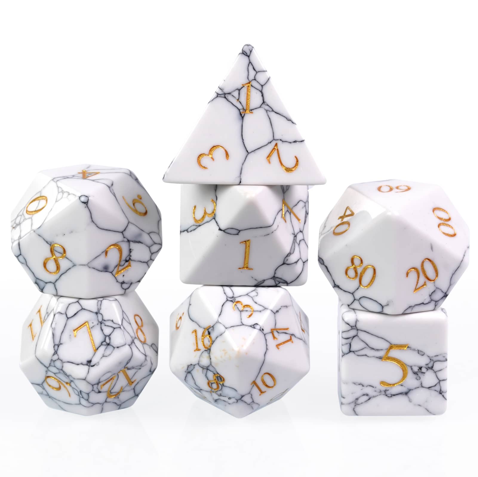 Cusdie Set of 7 Handmade DND Stone Dice, 16mm Polyhedral Stone Dice Set ...