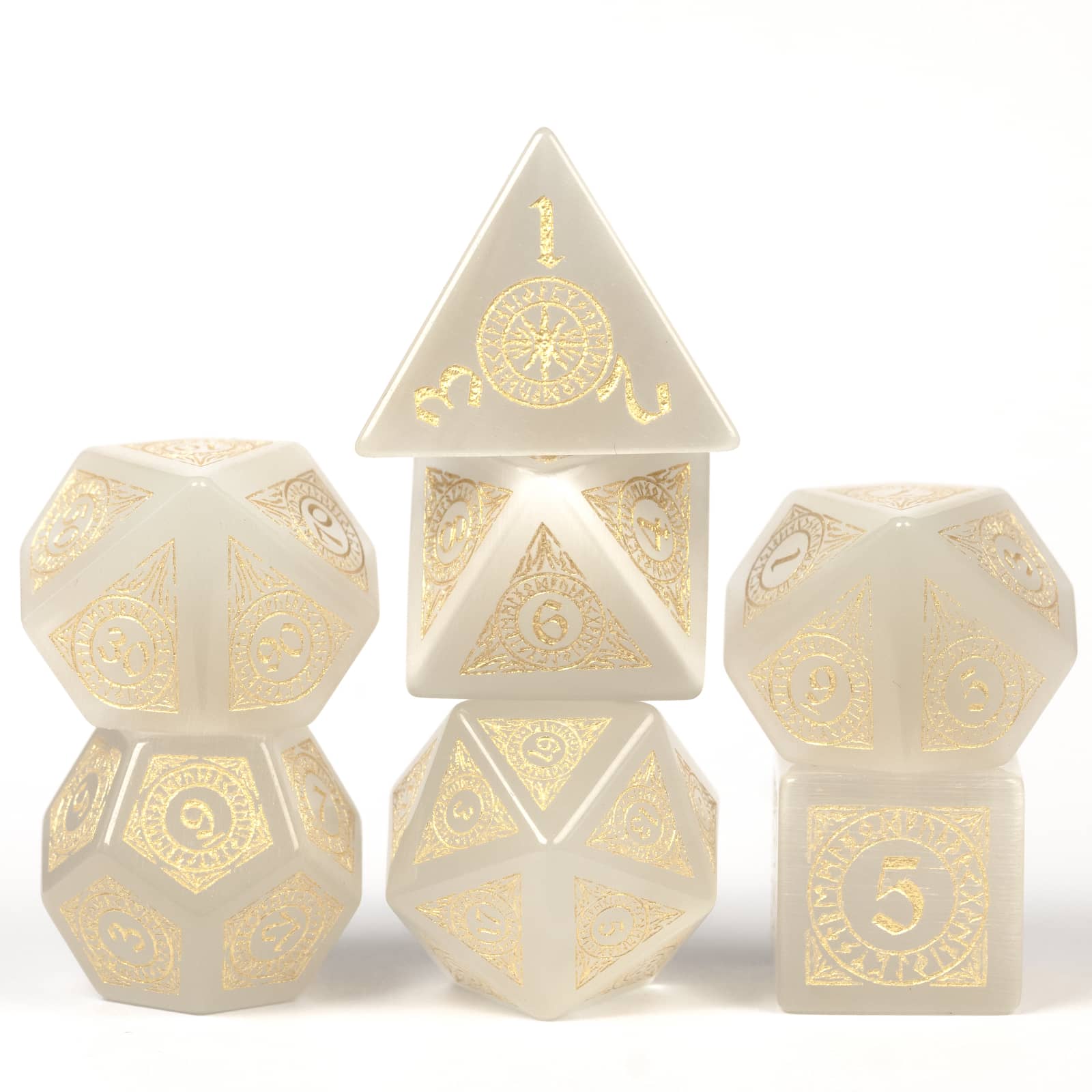 Cusdie Set of 7 Handmade DND Stone Dice, 16mm Polyhedral Stone Dice Set ...