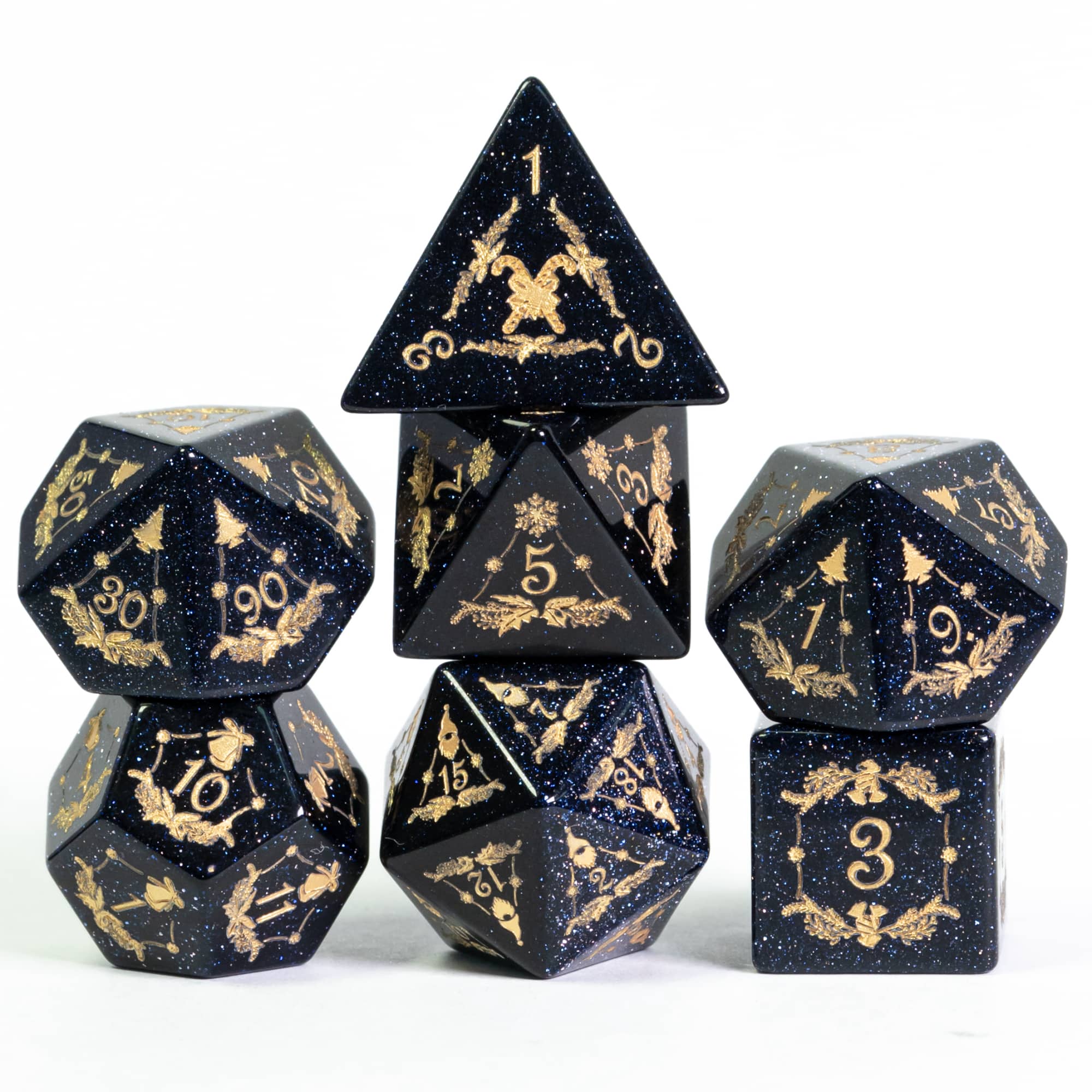 Cusdie Set of 7 Handmade DND Stone Dice, 16mm Polyhedral Stone Dice Set ...