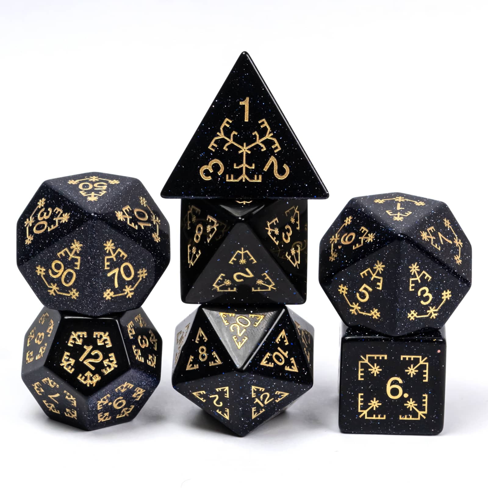 Cusdie Set of 7 Handmade DND Stone Dice, 16mm Polyhedral Stone Dice Set ...