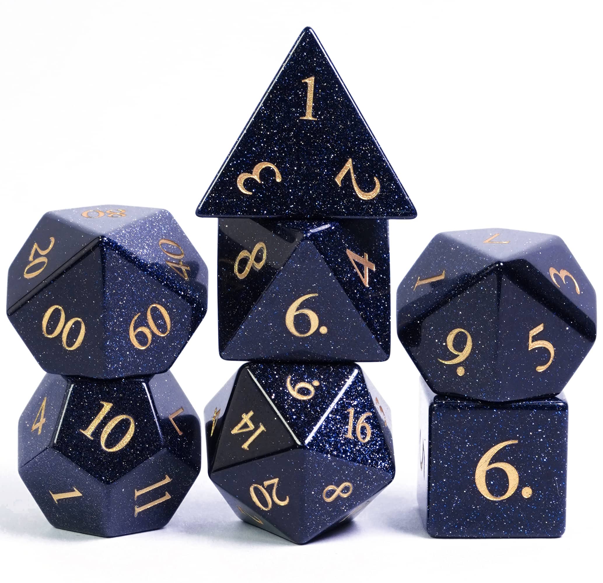 Cusdie Set of 7 Handmade Stone Dice, 16mm Polyhedral Stone D&D Dice Set ...