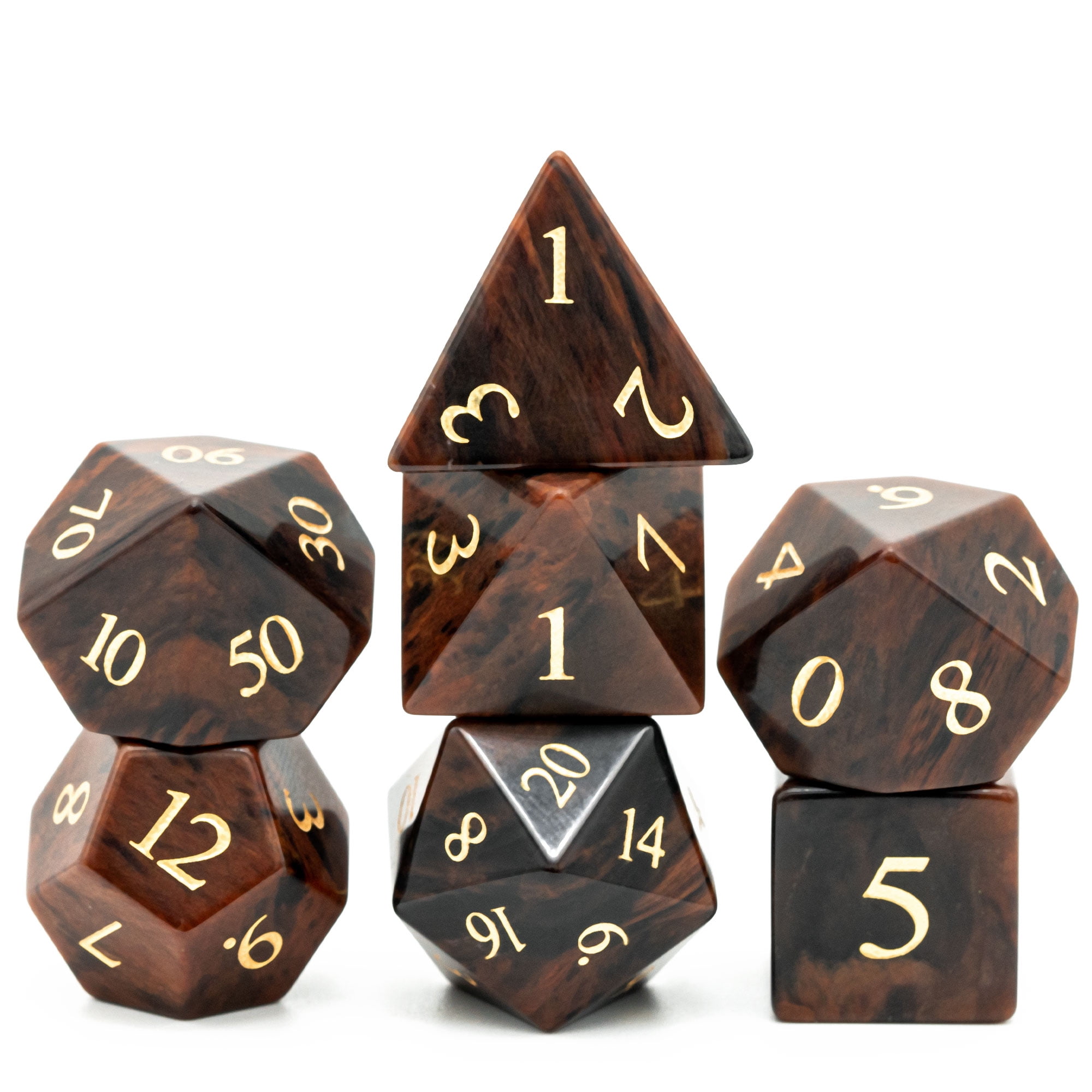 Cusdie Set of 7 Handmade Stone Dice, 16mm Polyhedral Stone D&D Dice Set ...