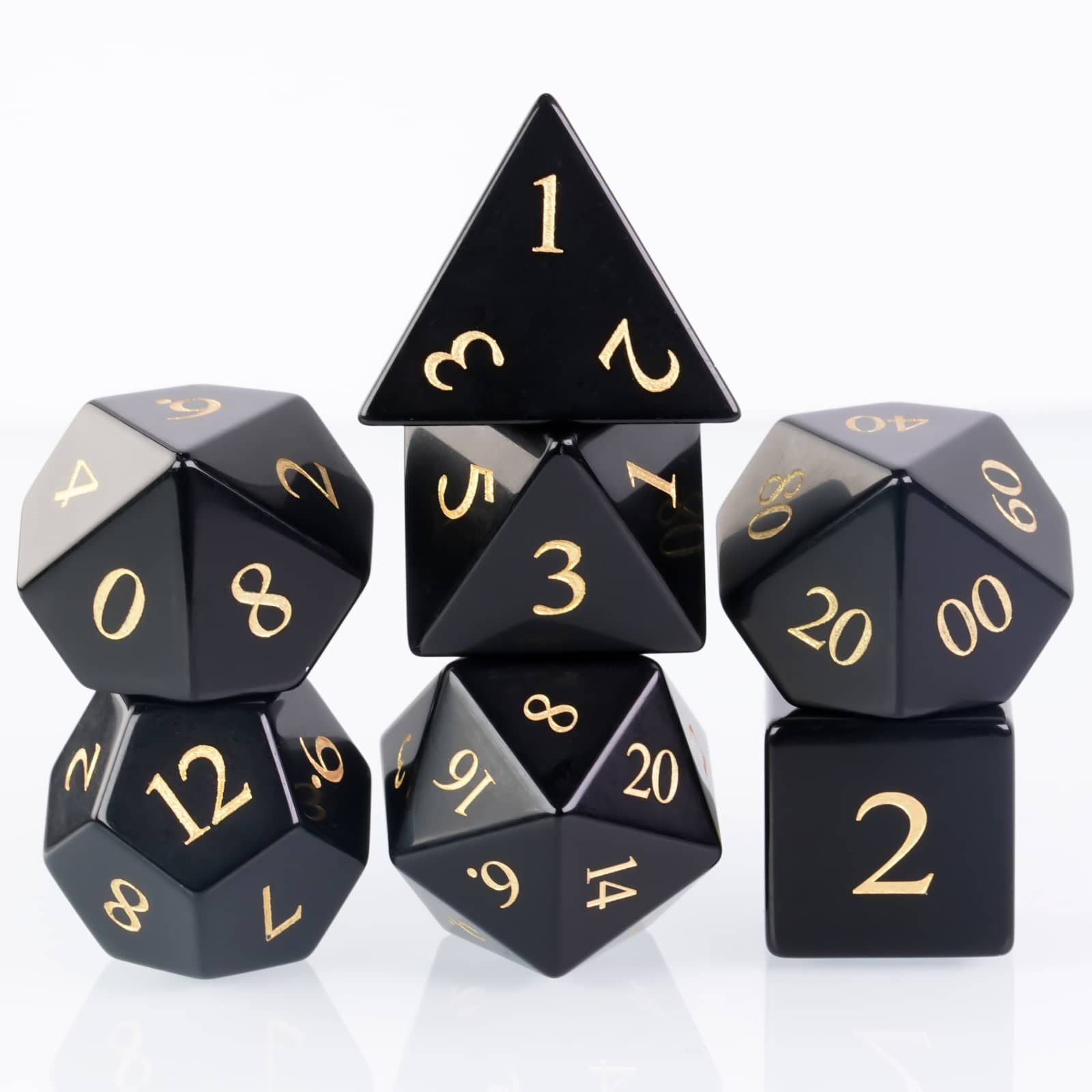 Cusdie Set of 7 Handmade Stone Dice, 16mm Polyhedral Stone Dice Set ...