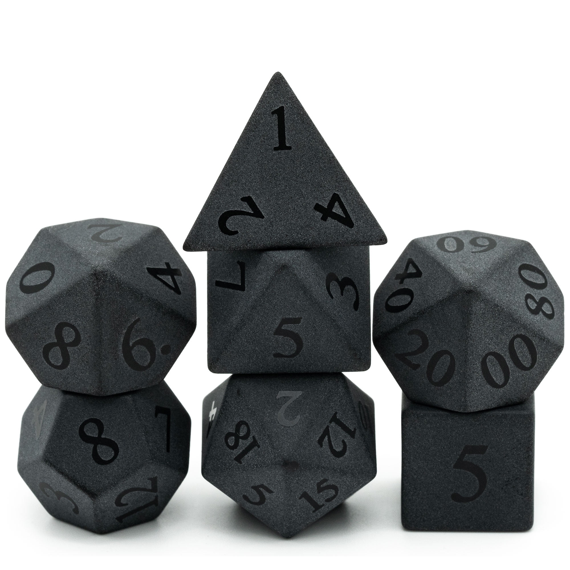 Cusdie Set of 7 Handmade Stone Dice, 16mm Polyhedral Stone Dice Set ...