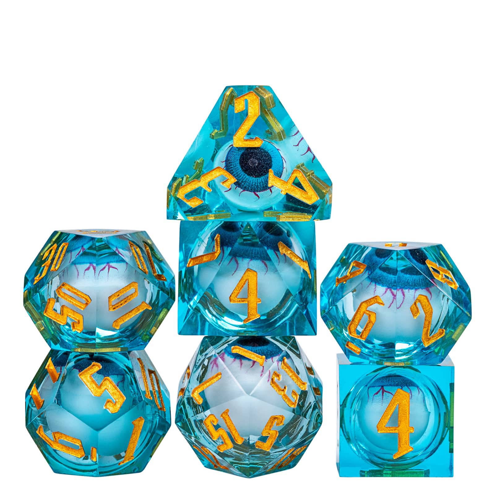 Cusdie Sharp Edges DND Dice, Death Peeping Eyes Liquid Core Dice, 7 PCs ...