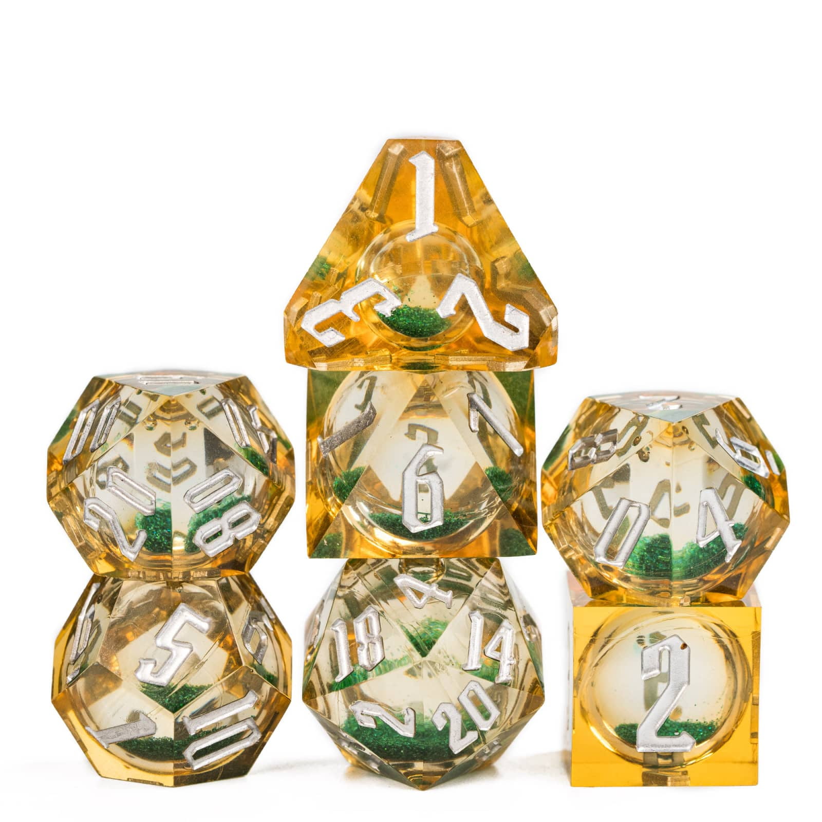 Cusdie Sharp Edges DND Dice, Liquid Core Quicksand Dice, 7 PCs D&D Dice ...
