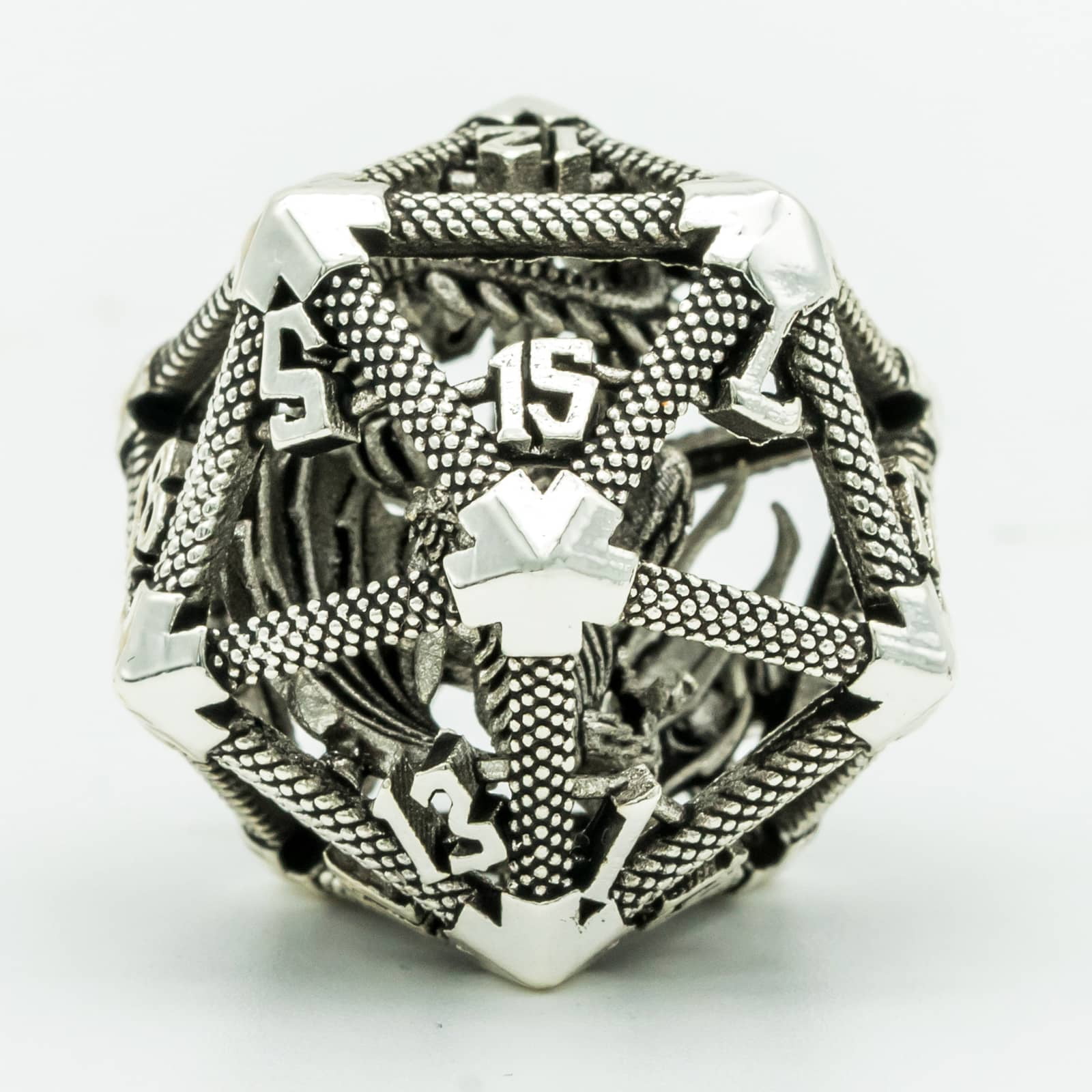 Cusdie Single D20 Hollow Metal Flying Dragon D&D Dice, 20 Sided DND ...