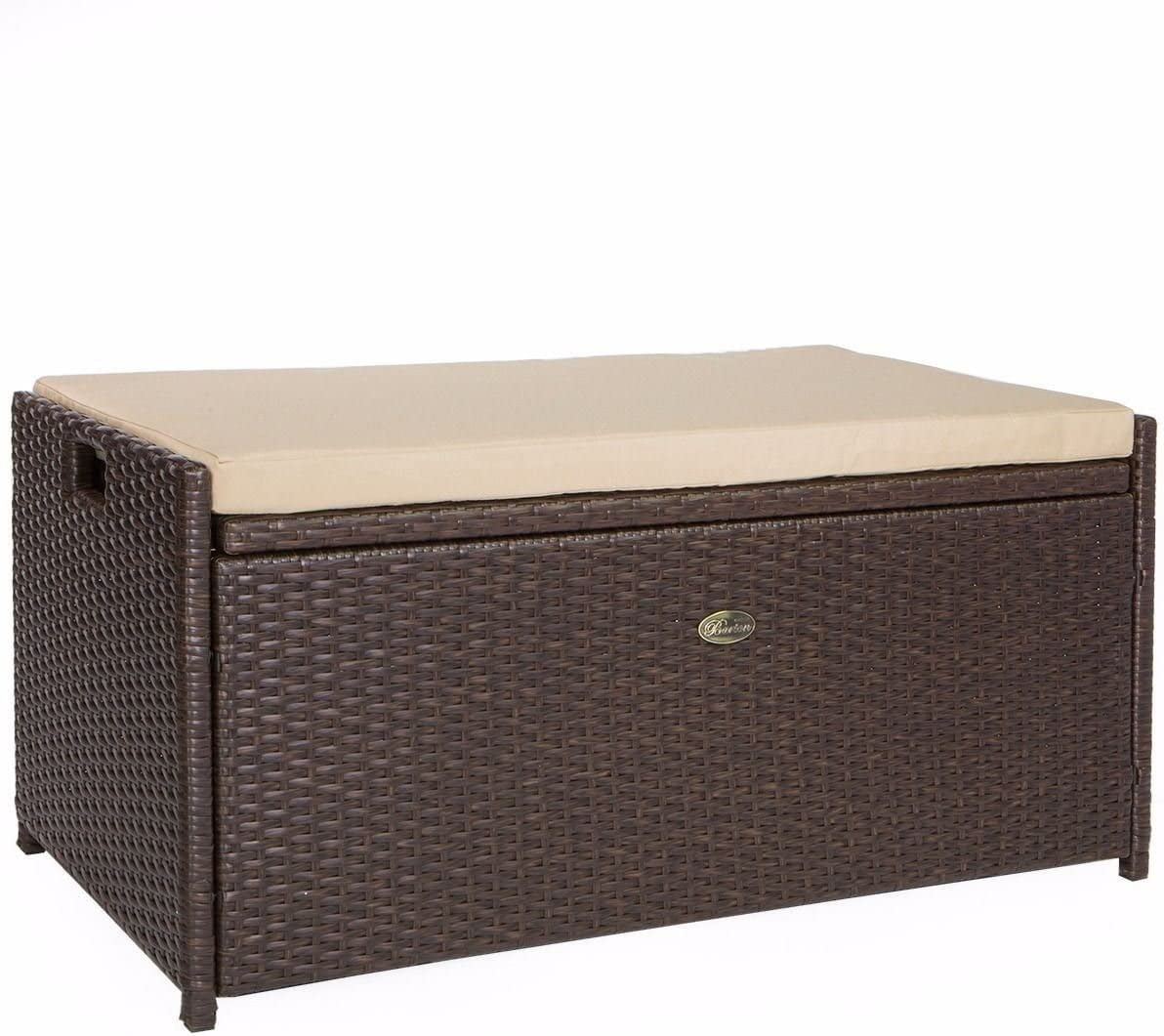 Cushion 60 Gallon Outdoor Patio Storage Bench Shed Cabinet Container ...