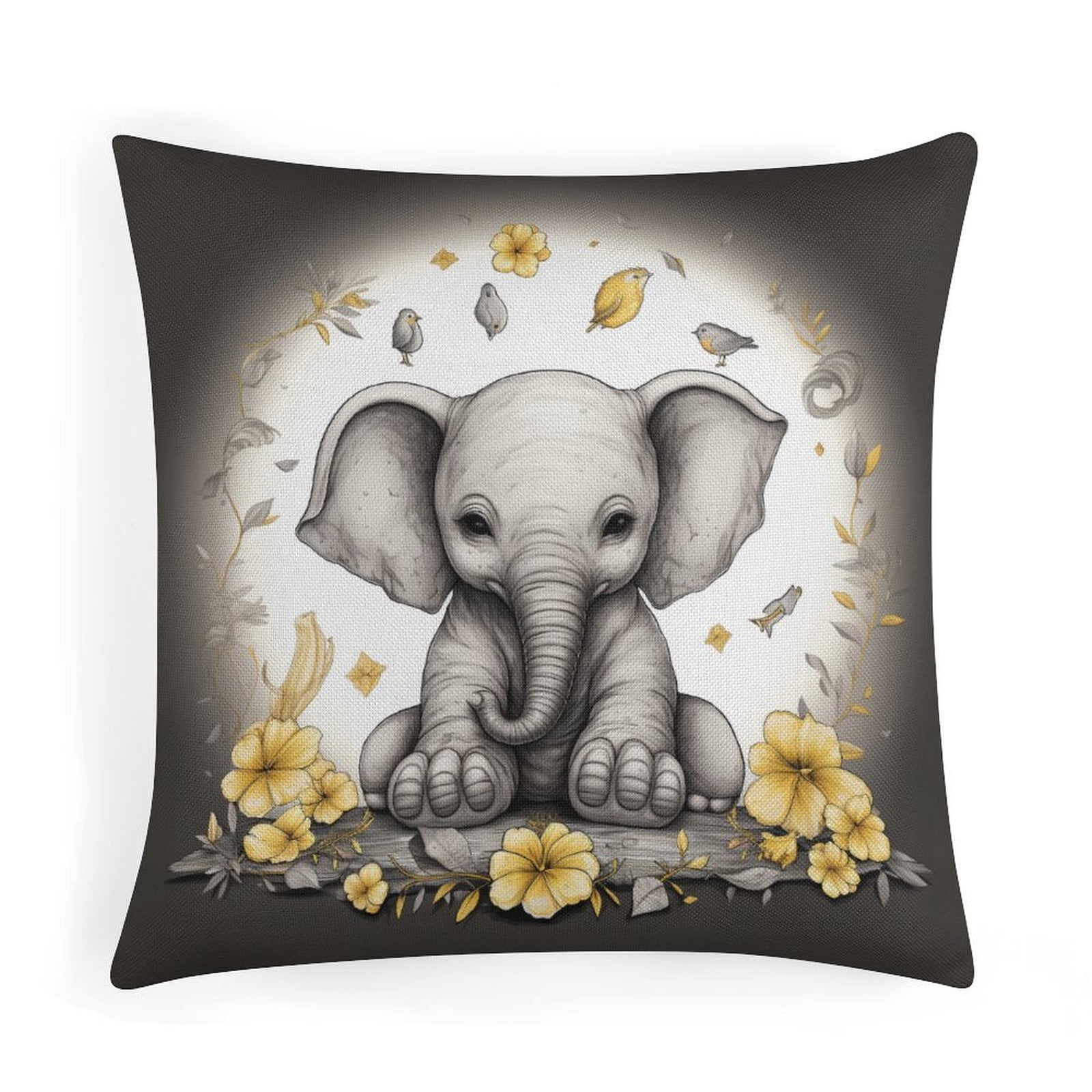 Cushion Case Yellow And Gray Elephant Decorations Pillow Covers 20"x20 ...