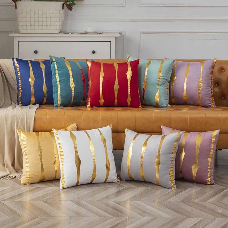 Cushion Cases Decorative Gold Foil Geometric Pattern Throw Pillow ...
