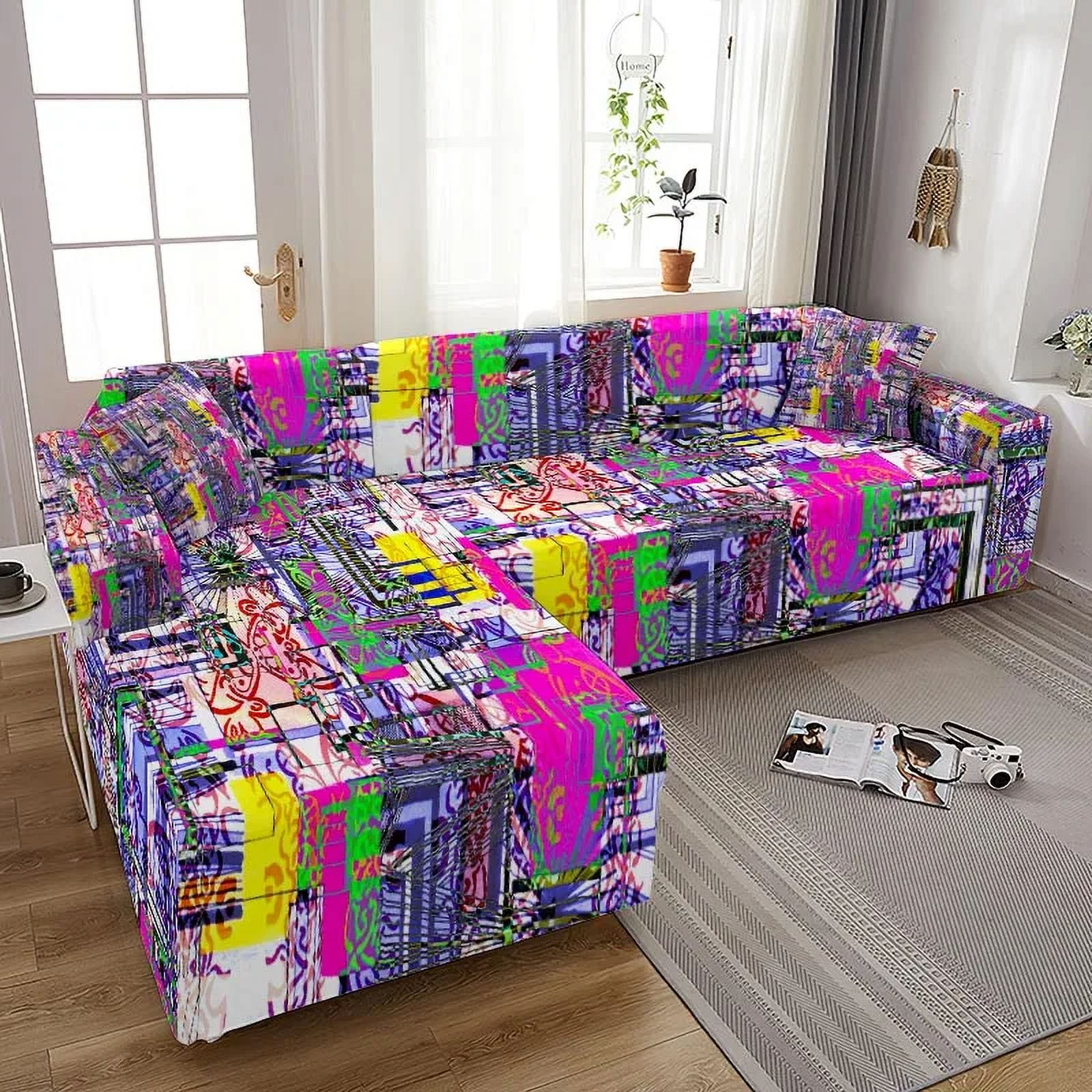 Cushion Cover Color Psychedelic Sofa Cover for Living Room Elastic ...