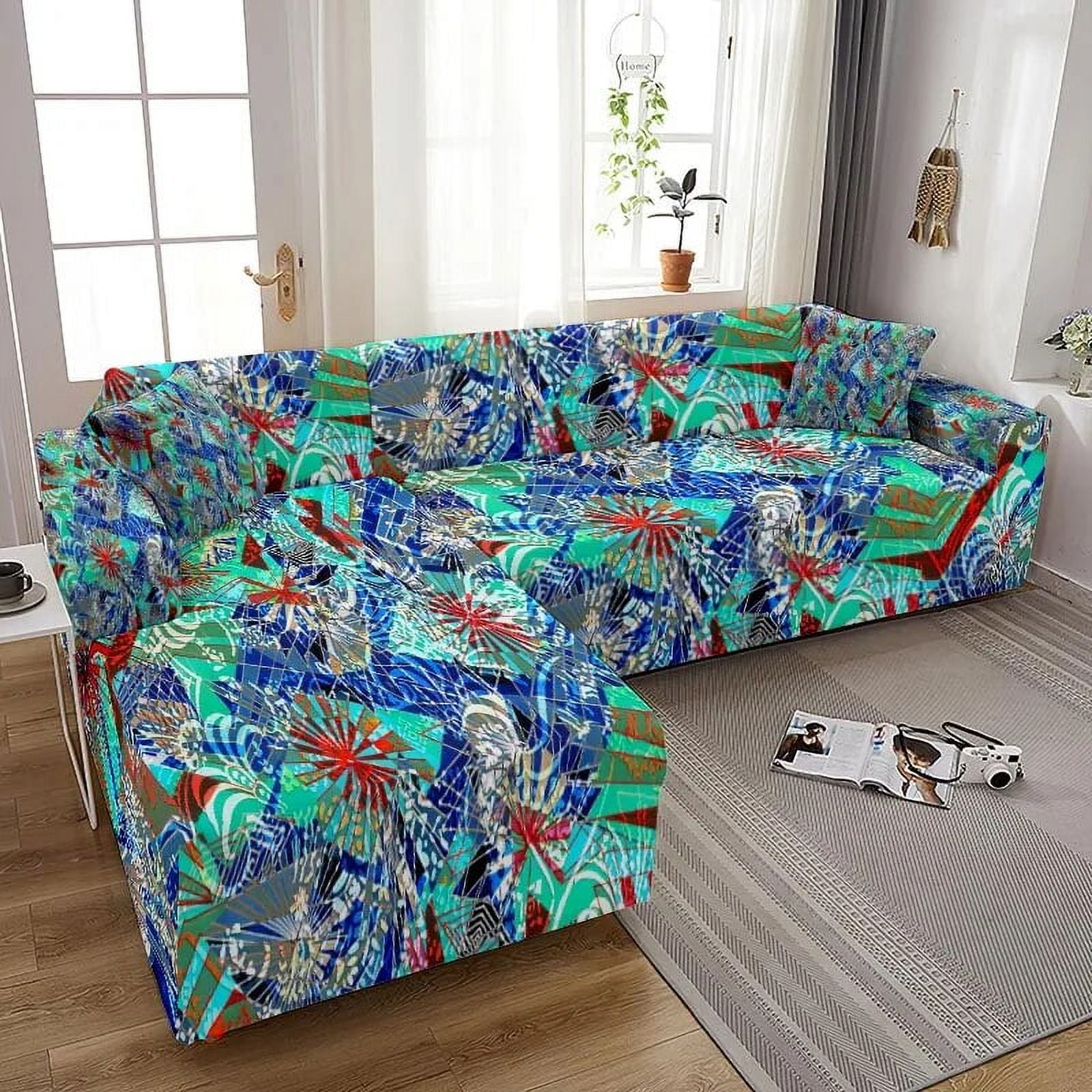 Cushion Cover Color Psychedelic Sofa Cover for Living Room Elastic ...