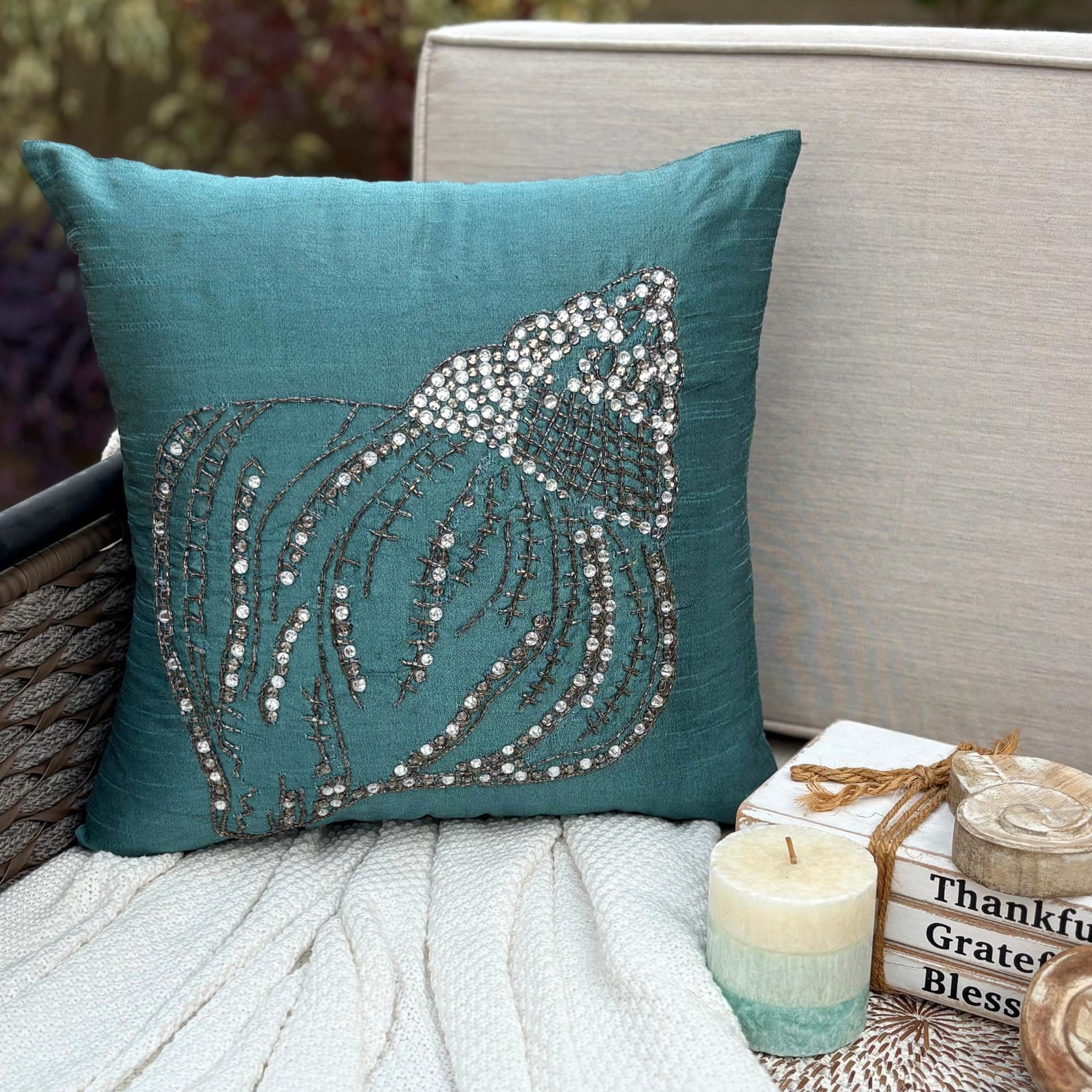 Cushion Cover Sofa, Teal Blue Zippered Pillow Covers 16x16 inch (40x40 ...
