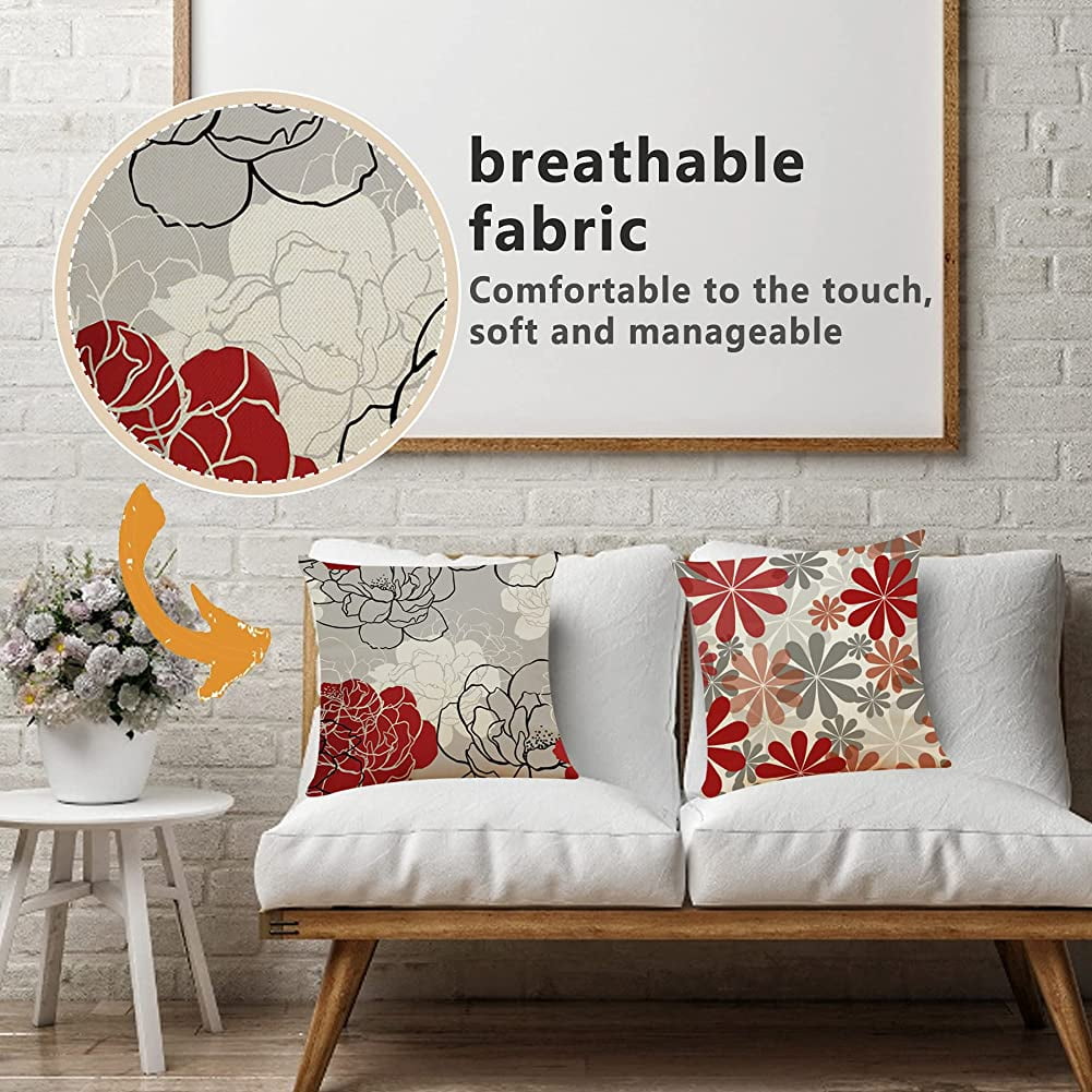 Cushion Covers 18 * 18 Throw Pillow Covers Set of 4 Floral Print ...