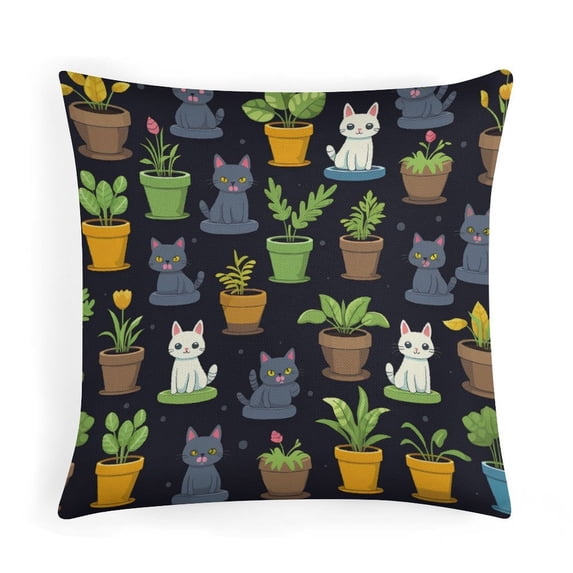 Cushion Covers Cats Potted In Pots Linen Cushion Case Outdoor Home ...