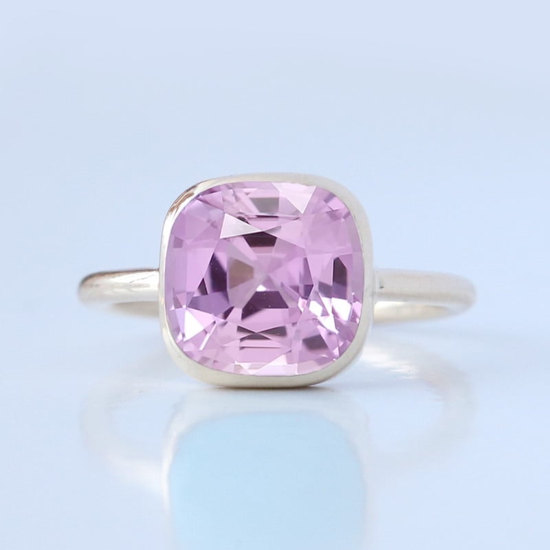 Cushion Cut Arizona Pink Sapphire Ring, Anniversary Ring, 925 Sterling ...
