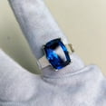 Cushion-Cut Blue Sapphire Ring 925 Sterling Silver Created Sapphire ...