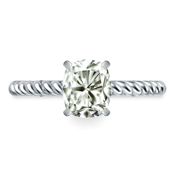 Cushion Cut Diamond Engagement Ring, Solitaire Diamond Ring, Twisted ...
