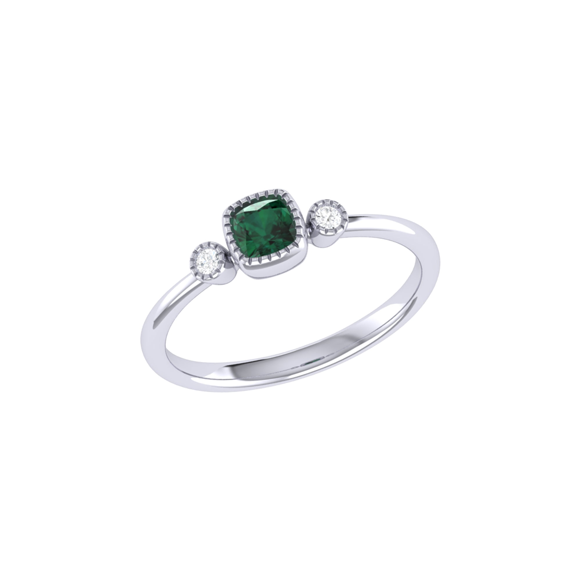Cushion Cut Emerald & Diamond Birthstone Ring in 14K Gold - Walmart.com