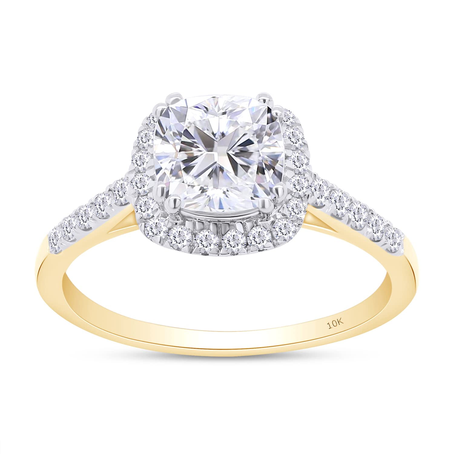 AFFY 1CT Moissanite Diamond Halo Engagement Ring Cathedral Set in 10K ...