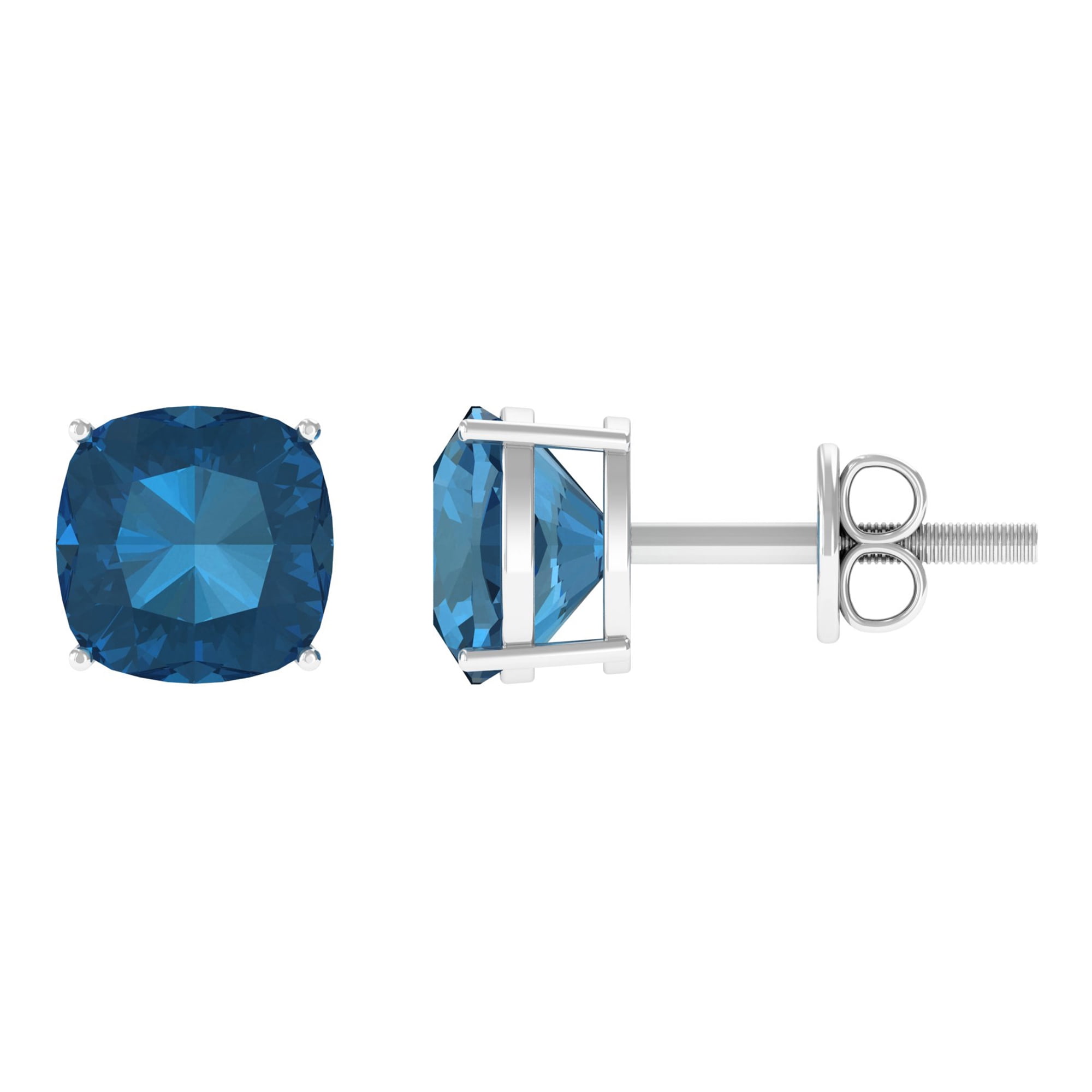 Rosec Jewels Cushion Cut London Blue Topaz Solitaire Stud Earrings (6 ...