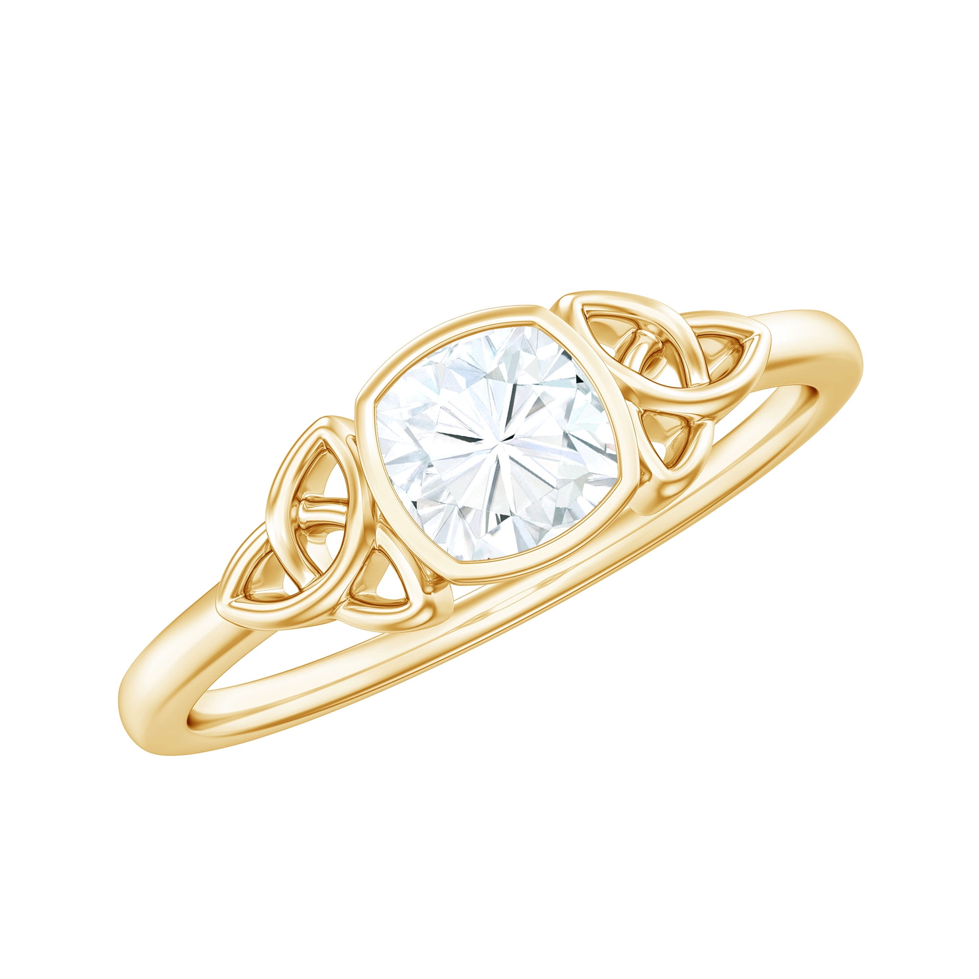 Rosec Jewels Cushion Cut Moissanite Solitaire Celtic Knot Promise Ring ...