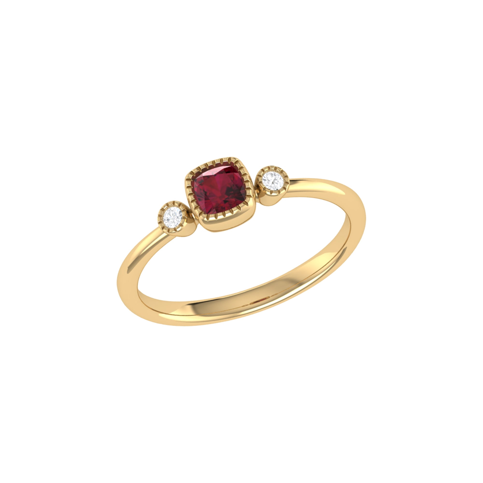 Cushion Cut Ruby & Diamond Birthstone Ring in 14K Gold - Walmart.com