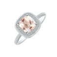 AFFY Cushion Cut Simulated Morganite & White Natural Diamond Solitaire ...