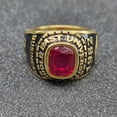 Cushion Cut Vintage 1982 University Class Ring Gold Plated Red Ruby ...
