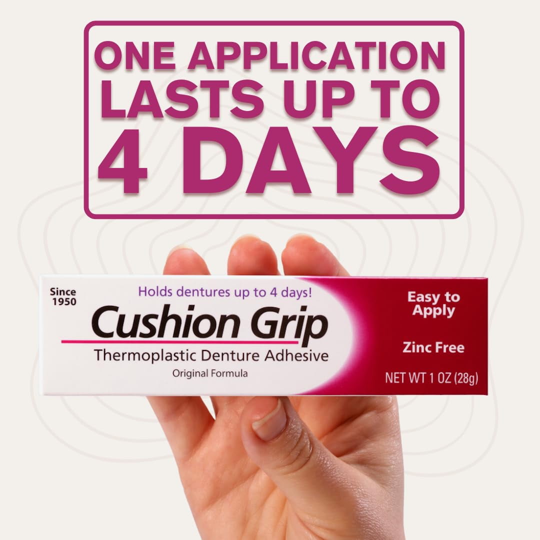 Cushion Grip Thermoplastic Denture Adhesive, 1 Oz - Improves Denture ...