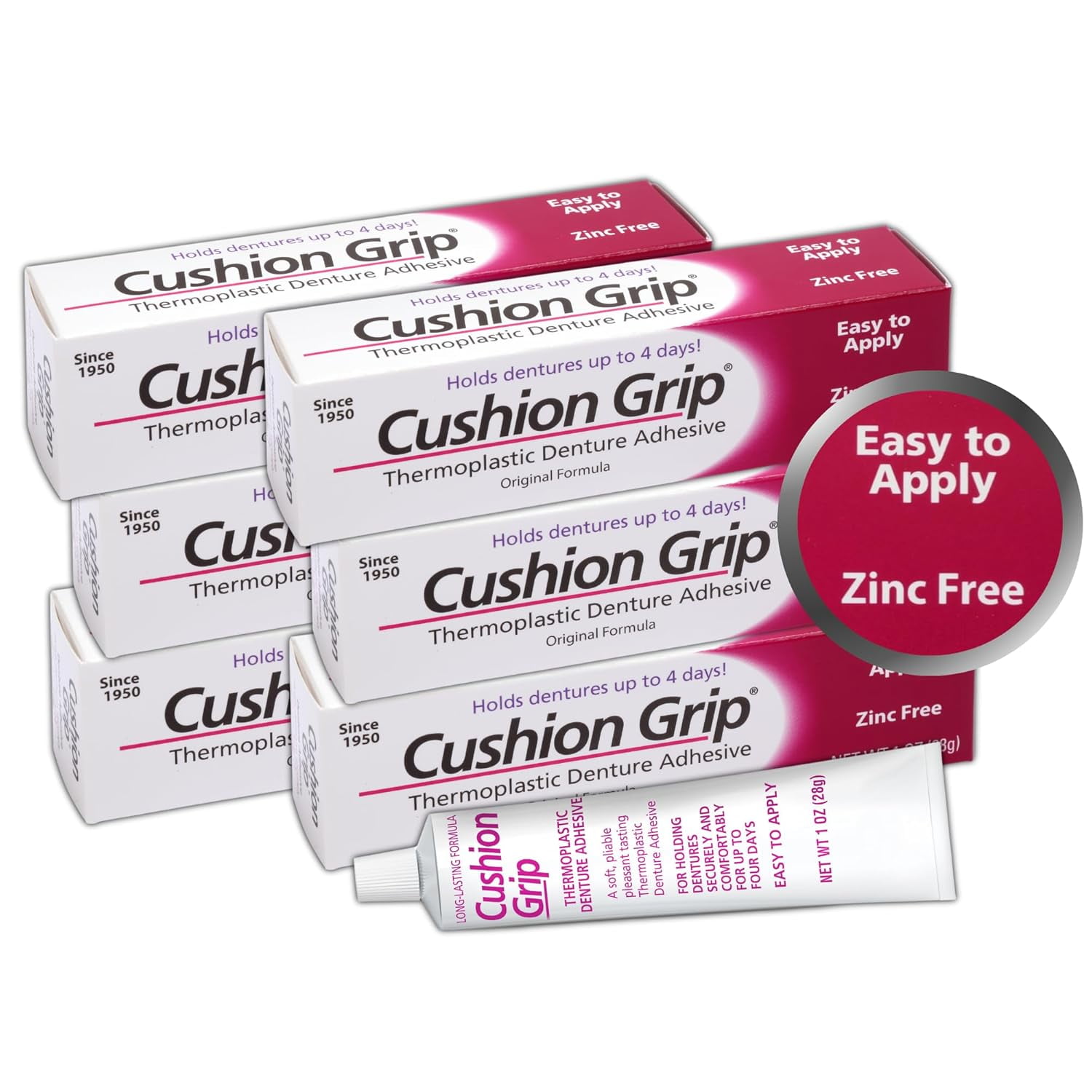 Cushion Grip Thermoplastic Denture Adhesive, 1 oz - Improves Denture ...
