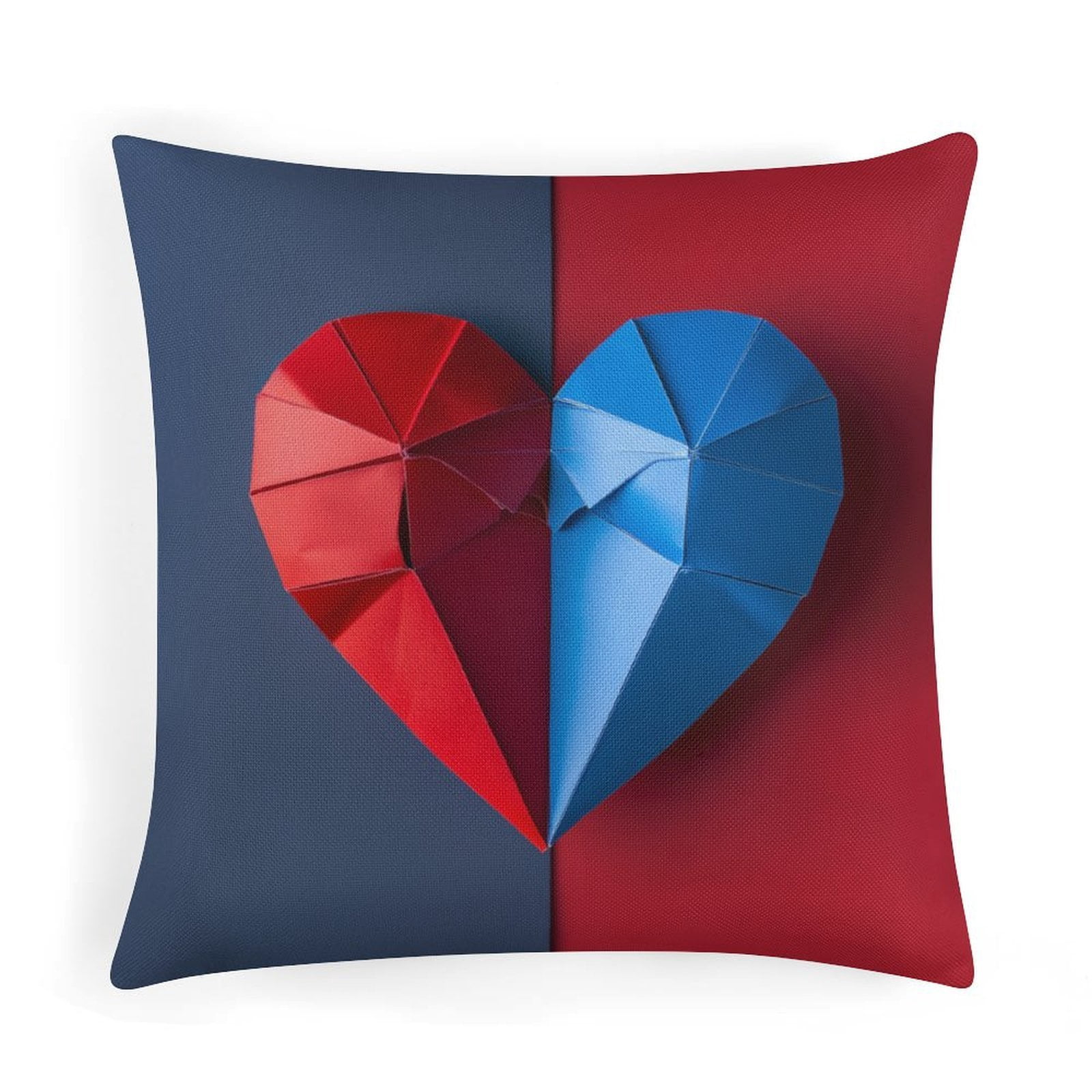 Cushion Pillow Cover Romantic Love Red And Blue Hearts Decorative ...