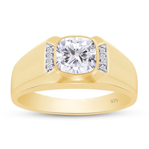 2 1/4 Carat 9x7MM Emerald Cut Lab Created Moissanite Diamond Signet ...