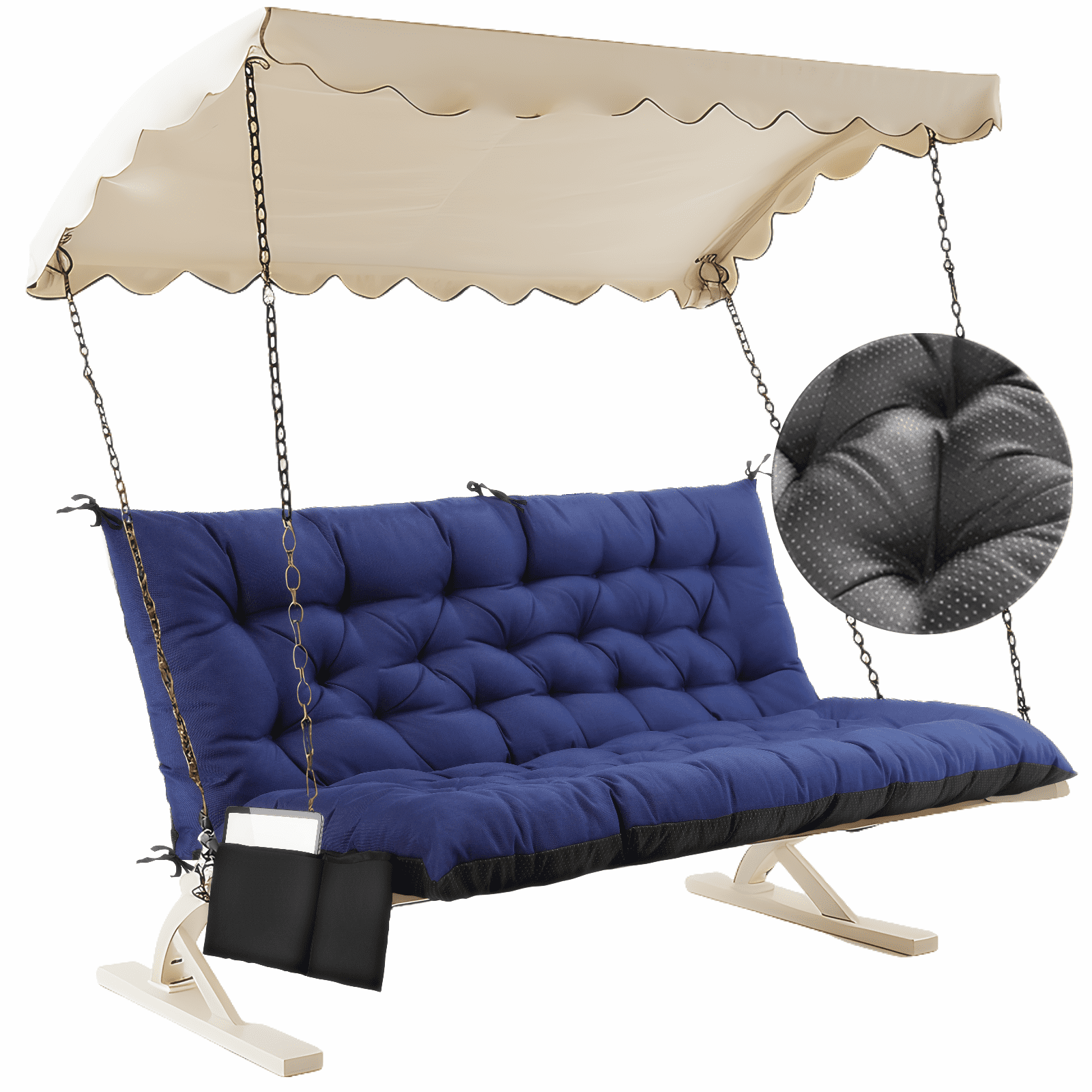 Matalde Outdoor Swing Chair Cushion, Navy Blue, Waterproof, Sunproof ...