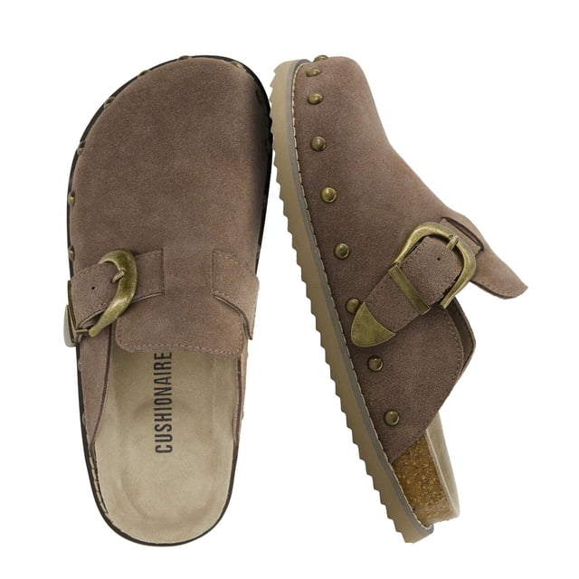 Cushionaire Bronco Suede Slip On Studded Women's Clogs – Genuine Suede ...