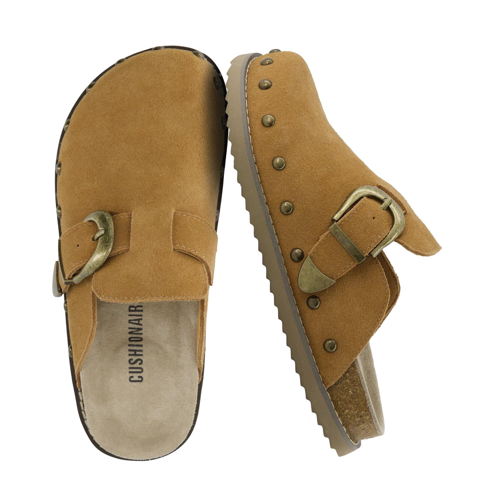 Cushionaire Bronco Suede Slip On Studded Women's Clogs – Genuine Suede ...