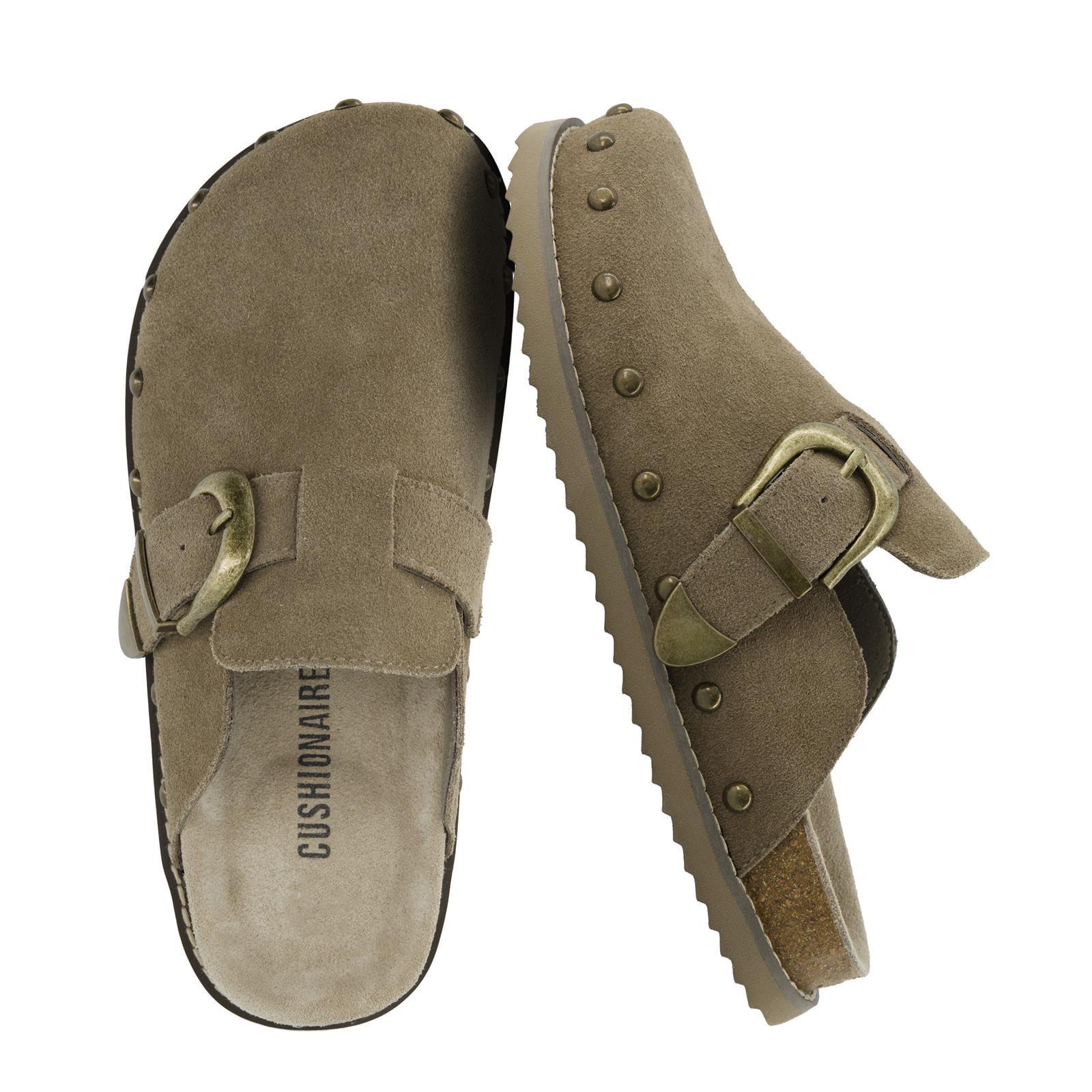 Cushionaire Bronco Suede Slip On Studded Women's Clogs – Genuine Suede ...