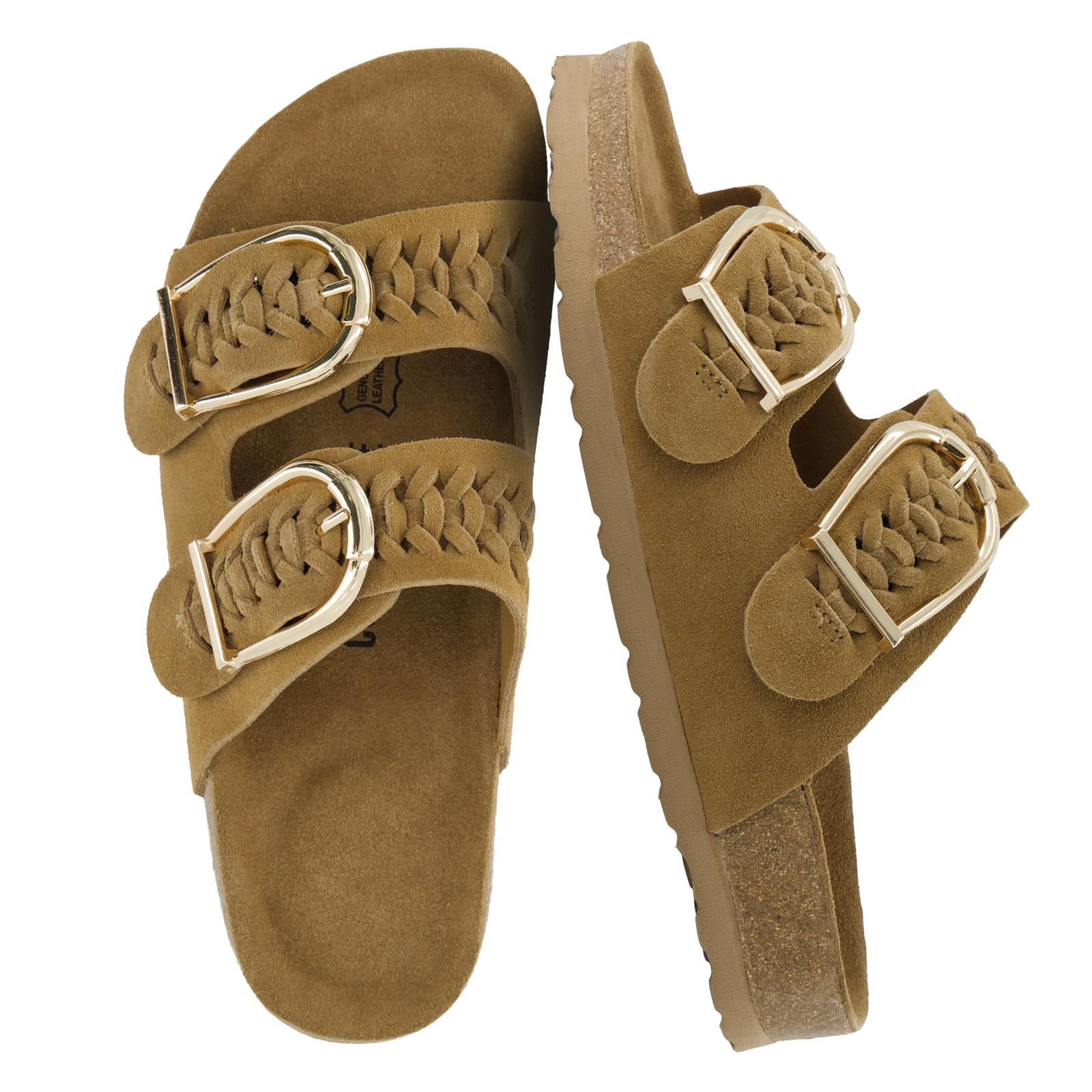 Cushionaire Cashew Slip On Genuine Suede Leather Womens Sandals ...