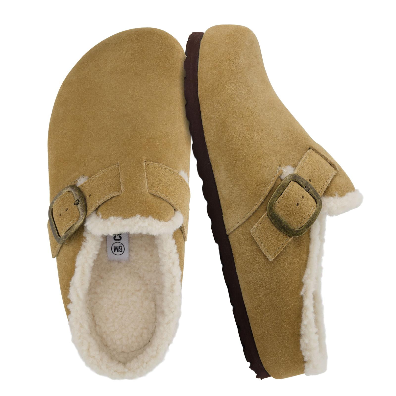 Cushionaire Haven Genuine Leather Clogs for Women – Faux Fur Lined Slip ...