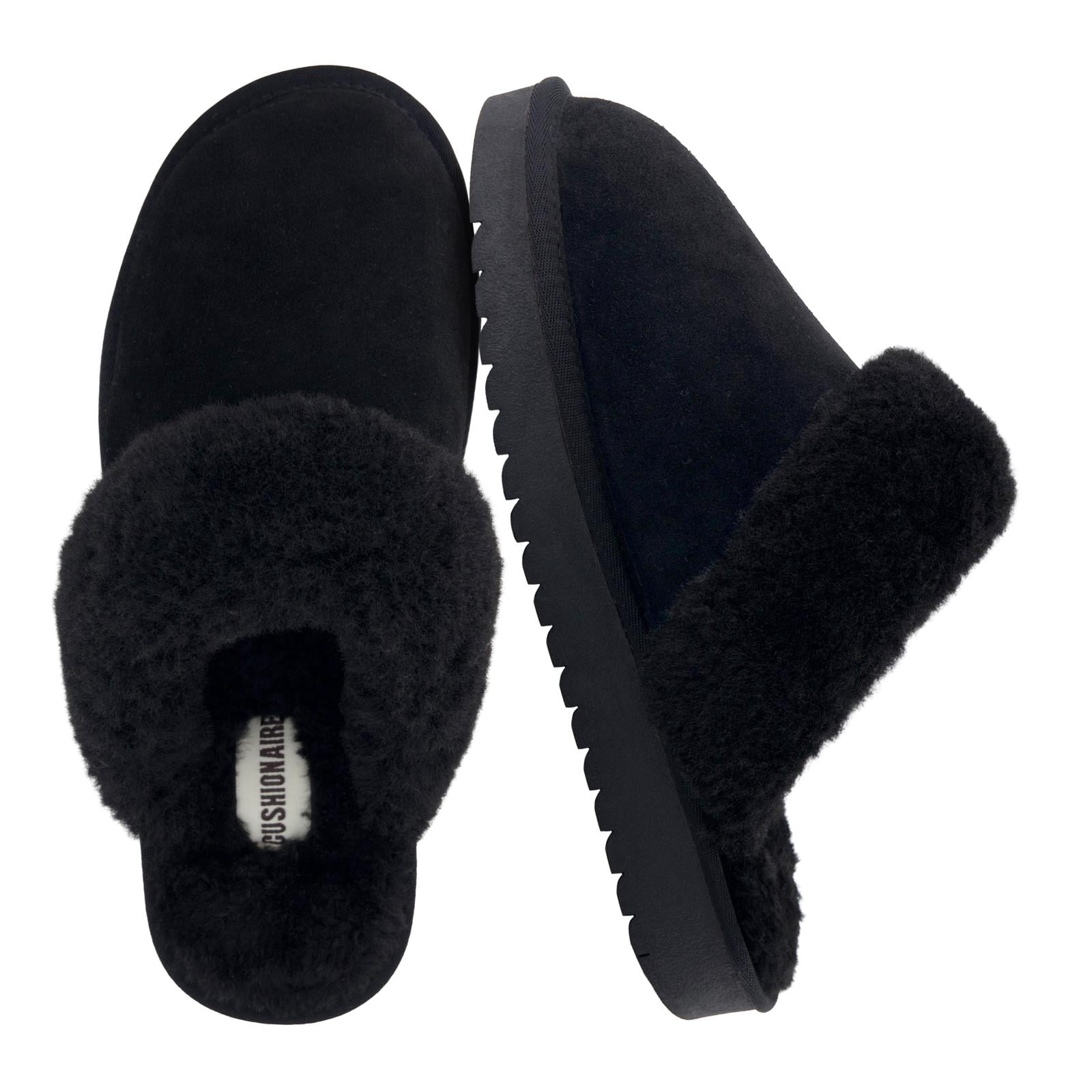 Cushionaire Hush Cozy Womens Slippers with Faux Fur Lining – Slip On ...