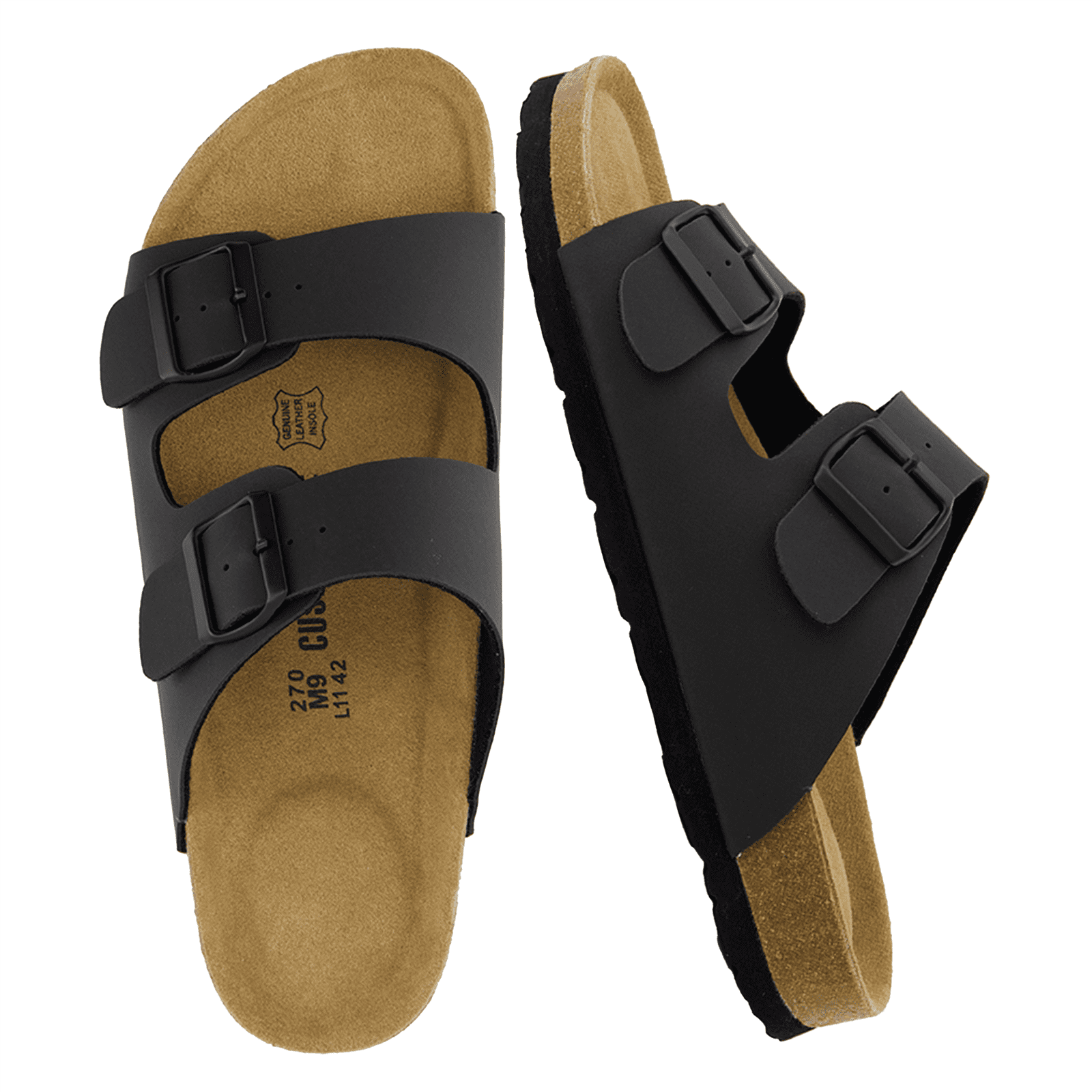 Cushionaire Lane Cork Footbed Mens Sandals, Adjustable Buckle Comfort ...
