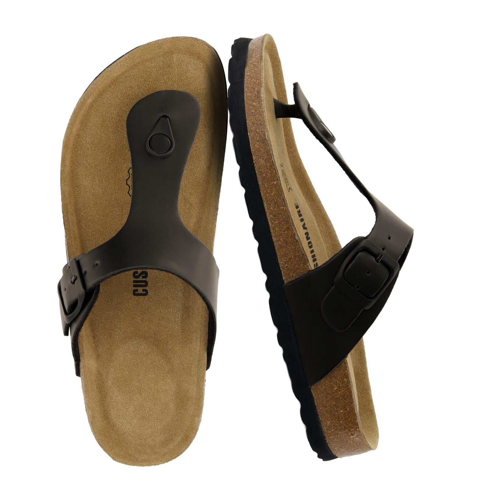 Cushionaire Leah Thong Sandals for Women - Cork Footbed Flip Flops for ...