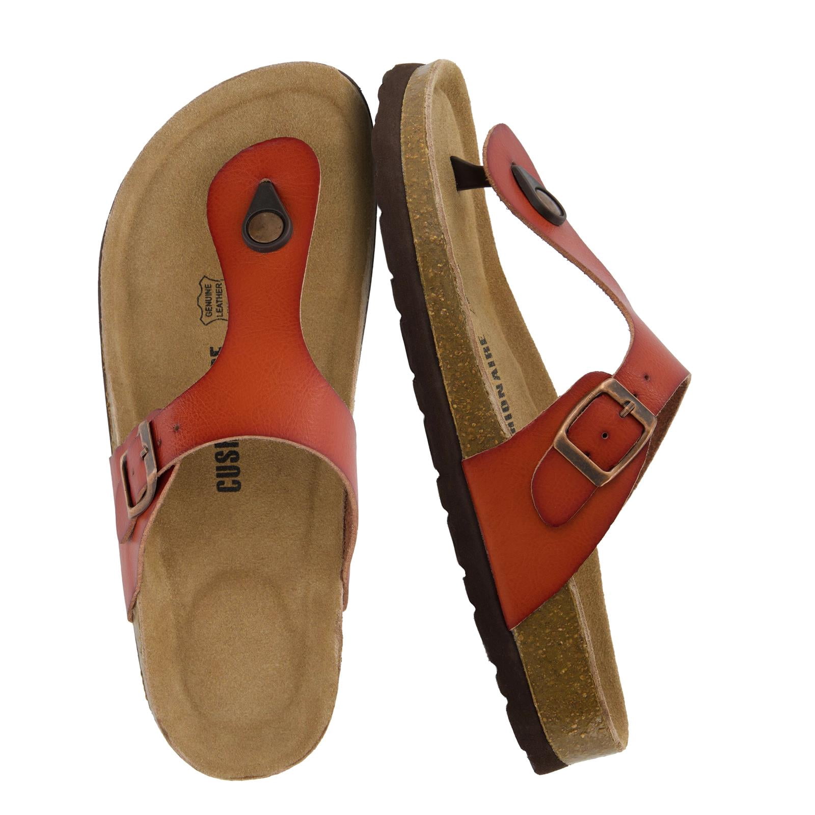 Cushionaire Leah Thong Sandals for Women - Cork Footbed Flip Flops for ...