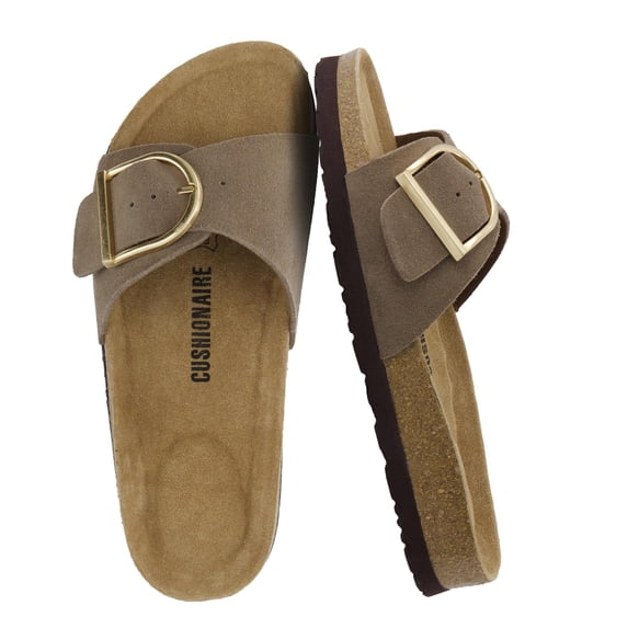 Cushionaire Leeds 100% Genuine Leather Suede Womens Sandals ...