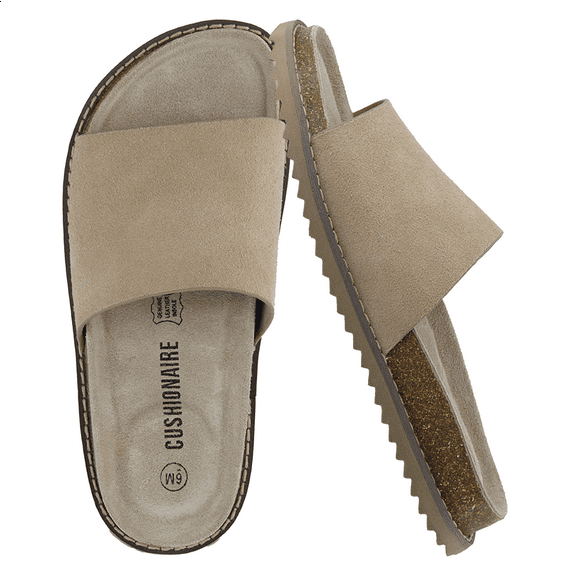 Cushionaire Ritual Women’s Slide Sandal – Suede Slip-On with Cork ...