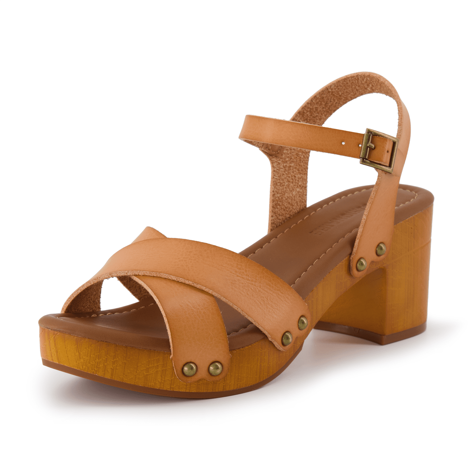Cushionaire Slate Faux Wooden Heel Sandal, Comfortable Platform Sandals ...
