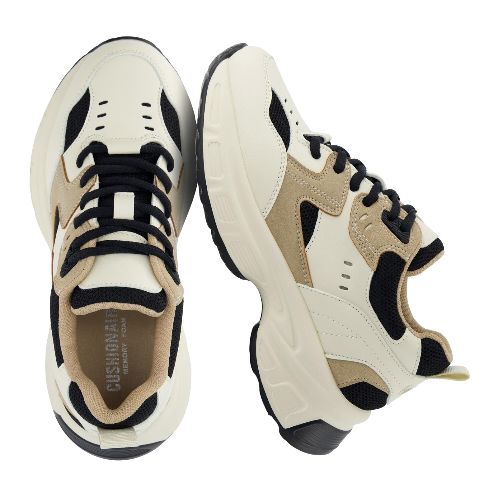 Cushionaire Strike Chunky Sneakers for Women - Memory Foam Insole, Lace ...