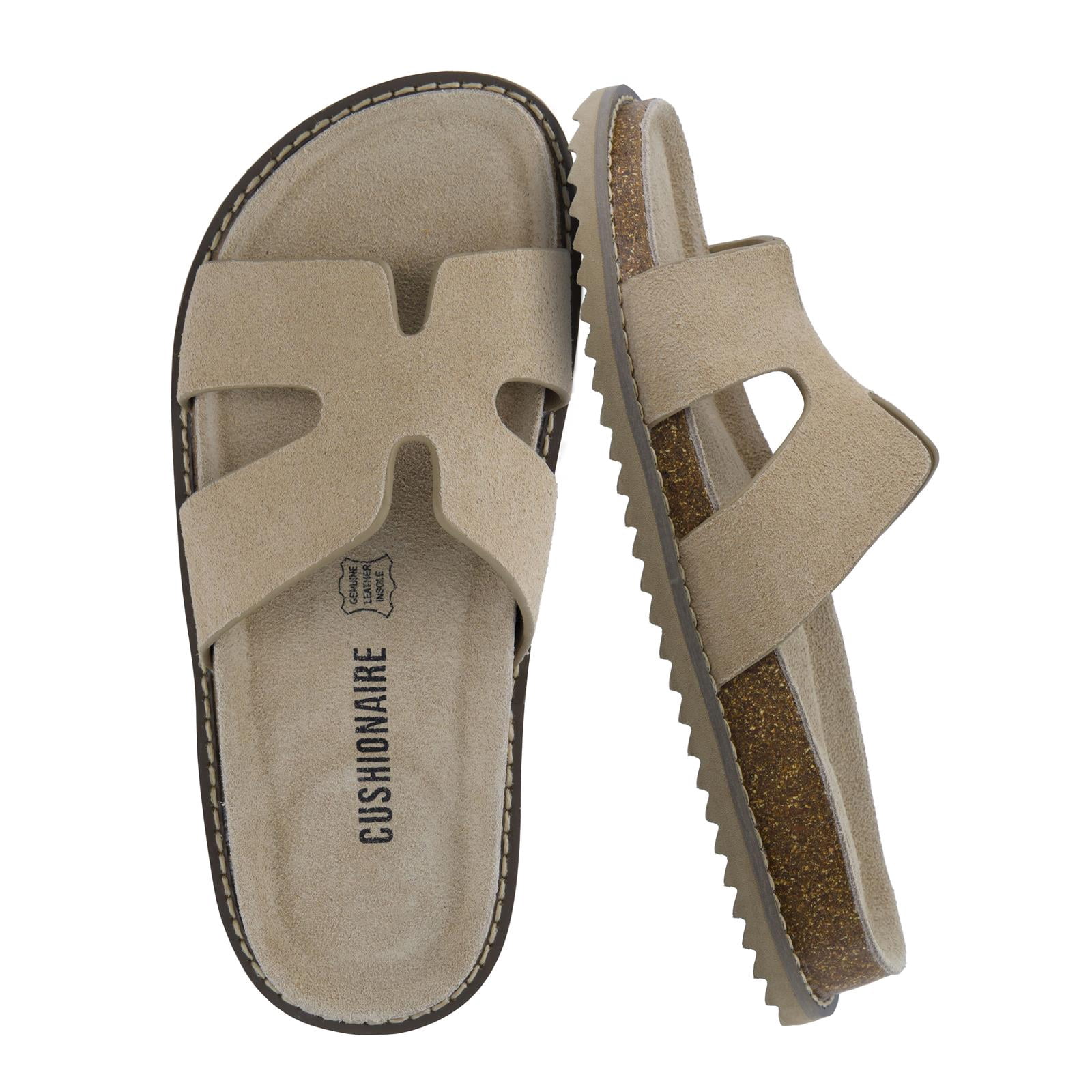 Cushionaire Wisdom Womens Suede Sandals | Genuine Leather Slides with ...