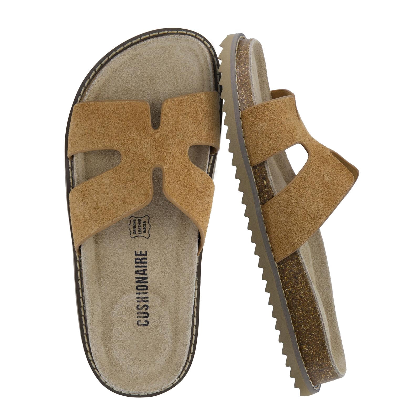 Cushionaire Wisdom Womens Suede Sandals | Genuine Leather Slides with ...