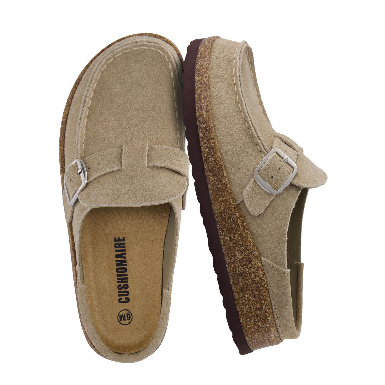 Cushionaire Women's Hobby Genuine Leather Cork Footbed Clog with ...